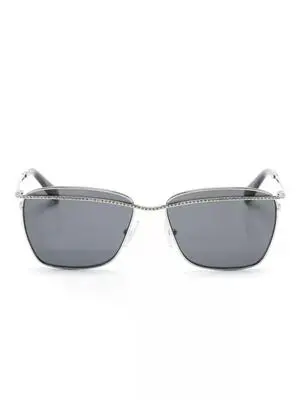 SWAROVSKI Crystal-embellished Rectangle-frame Sunglasses - Silver