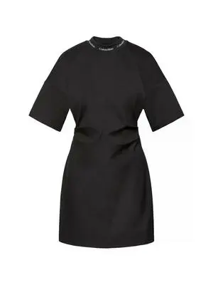 Calvin Klein Gathered Waist Mini Dress With Logo-print Collar