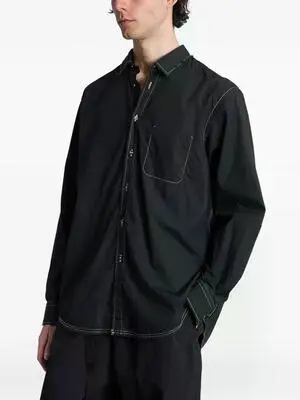 PAURA Talete Contrast-stitch Raw-edge Shirt
