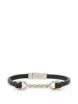 FERRAGAMO Gancini Leather Bracelet - Silver