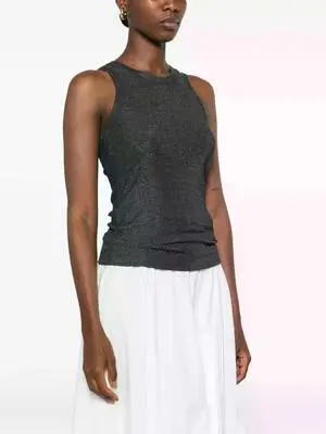 Brunello Cucinelli Metallic Ribbed Sleeveless Top