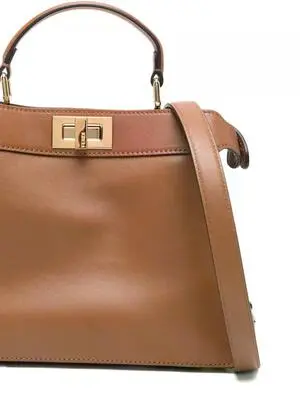 Fendi Small Peekaboo Iseeu Leather Tote Bag - Neutrals