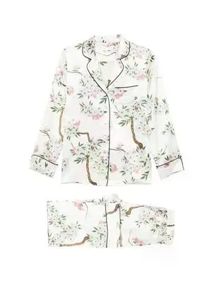 Olivia Von Halle Floral-print Silk Pajamas - White