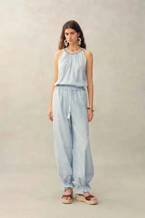 Fabrique Hazel Halterneck Top And Pants Set - Blue