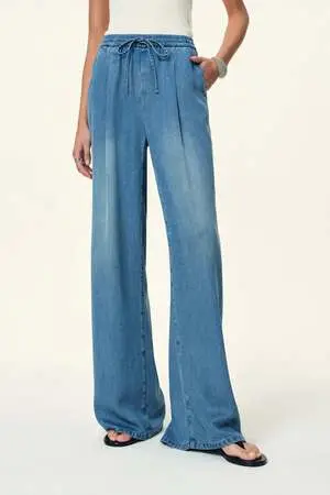 Fabrique Eva Wide Leg Jeans Shorter Length - Blue