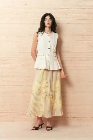 Fabrique Sleeveless Vest Top In Cotton Denim