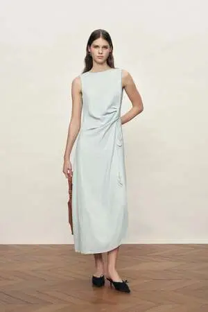 Fabrique Arilyn Petal Drawstring Dress In Fold Texture