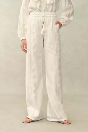 Fabrique Ava Floral Lace Wide-leg Pants - White