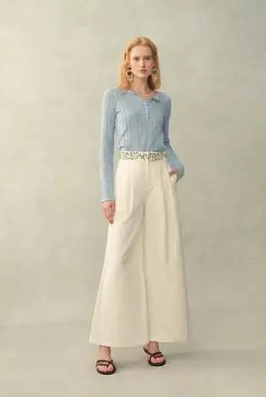 Fabrique Barbara Scalloped Cotton Knit Top