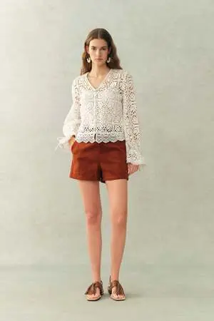 Fabrique Amara Cotton Yarn Openwork Cardigan - White