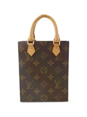 LOUIS VUITTON Petit Sac Plat Monogram Tote Bag - Brown