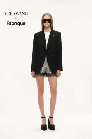 Fabrique Sculpted Waist Tucks Suit Blazer In Sheep Wool - Black