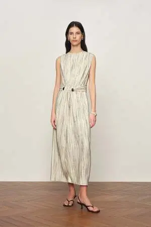 Fabrique Felicia Sleeveless Textured Stripe Maxi Dress - Multicolor