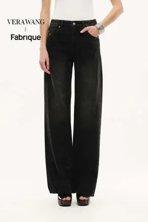 Fabrique Straight Leg Jeans In Cotton Denim - Black