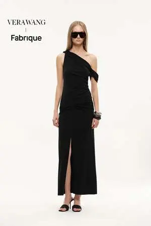 Fabrique One-shoulder Ruched Stretch Fabric Top