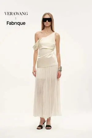 Fabrique Aura One-shoulder Ruched Pleated Maxi Dress In Mulberry Silk