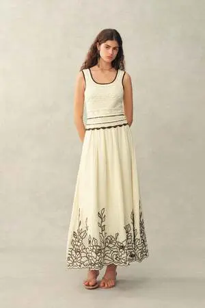 Fabrique Vittra Sleeveless Embroidered Crochet Knit Dress - Yellow