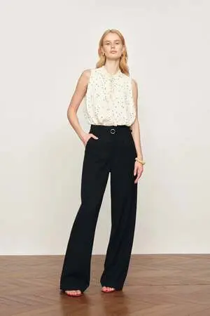 Fabrique Anaïs Polka Dot Sleeveless Silk Georgette Blouse