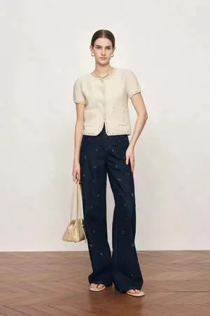 FABRIQUE Fabrique Shay Cropped Cardigan In Textured Cotton Knit