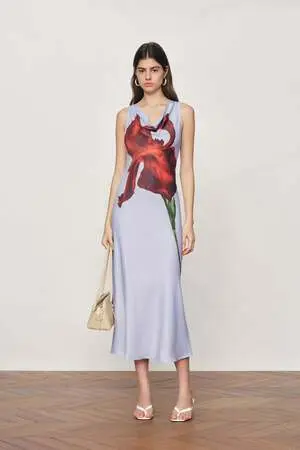 Fabrique Cersei Iris Print Cowl Neck Sleeveless Dress