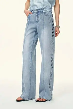 Fabrique Calli Studded Beading Panel Straight Jeans