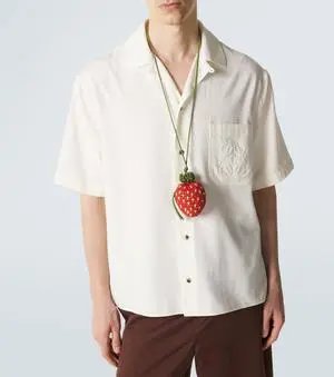 Loewe Strawberry Raffia Coin Purse