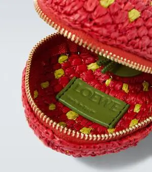Loewe Strawberry Raffia Coin Purse