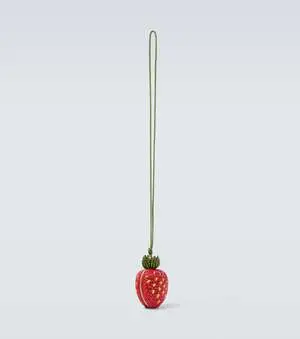 Loewe Strawberry Raffia Coin Purse
