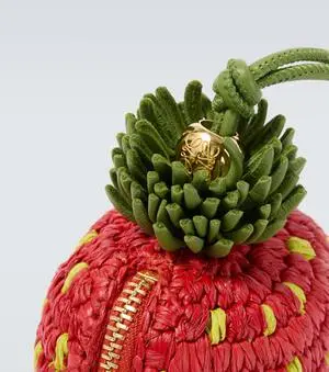 Loewe Strawberry Raffia Coin Purse