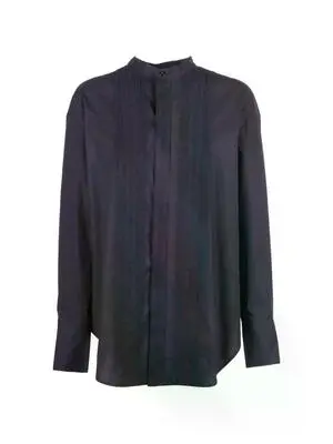 FORTE_FORTE Les Fleurs Embroidered Poplin Shirt - Blue