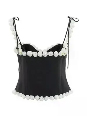 STOLEN STORES Corset Top With Puff Trim - Black