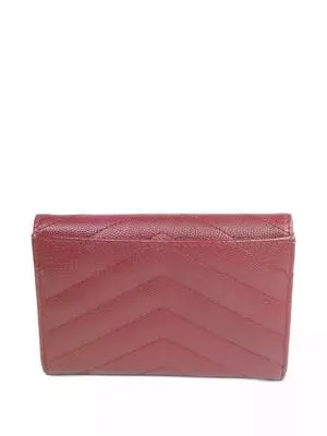Saint Laurent Small Cassandre Matelassé Envelope Leather Wallet - Red
