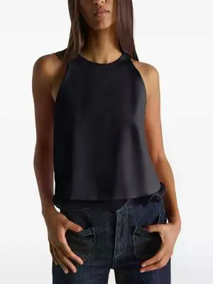Dorothee Schumacher Sleeveless Round Neck Top With Ruffled Hem - Blue