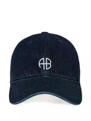 ANINE BING Jeremy Monogram-embroidered Denim Cap - Blue