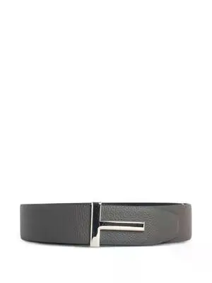 TOM FORD TOM FORD T Icon Grained-Leather Belt Grey