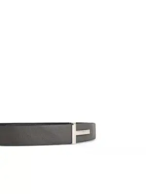 TOM FORD T Icon Grained-leather Belt - Grey