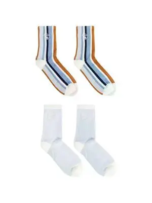 Adidas Logo-embroidered Striped Socks - Blue