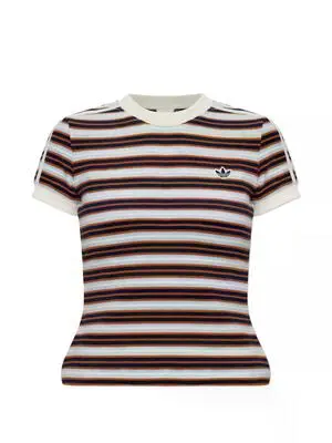Adidas Striped Terrycloth T-shirt With Logo Patch