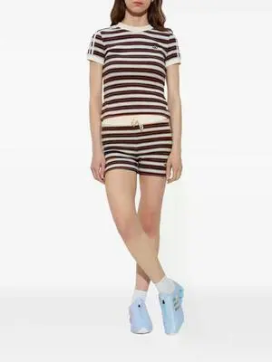 Adidas Striped Terrycloth T-shirt With Logo Patch