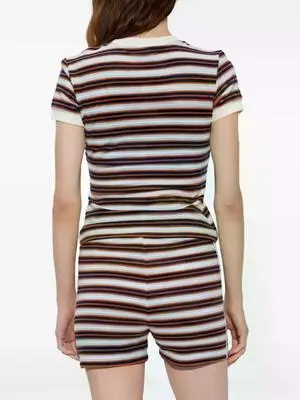Adidas Striped Terrycloth T-shirt With Logo Patch