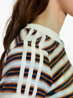 Adidas Striped Terrycloth T-shirt With Logo Patch