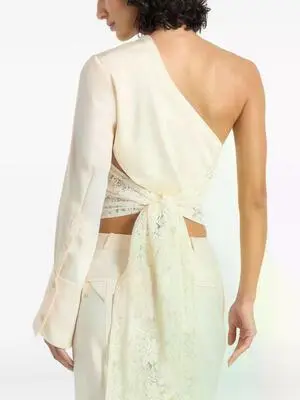 Manière De Voir Coralie One-shoulder Lace-panel Top - Neutrals