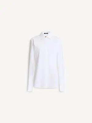 Balmain Cotton Poplin Shirt With Lion Head Button Detail