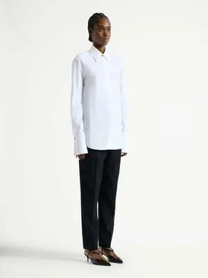 Balmain Cotton Poplin Shirt With Lion Head Button Detail