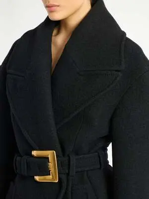 Balmain Belted Wool Pea Coat