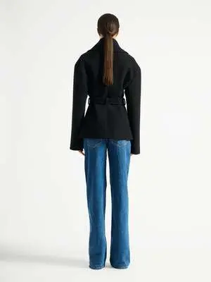 Balmain Belted Wool Pea Coat