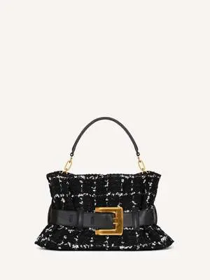 Balmain Medium Anthem Bag In Tweed And Calfskin