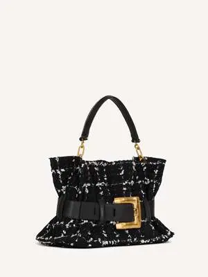 Balmain Medium Anthem Bag In Tweed And Calfskin