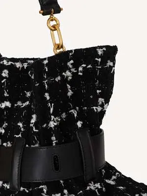 Balmain Medium Anthem Bag In Tweed And Calfskin