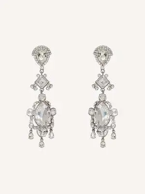 Balmain Brass And Crystal Pendant Earrings - Silver